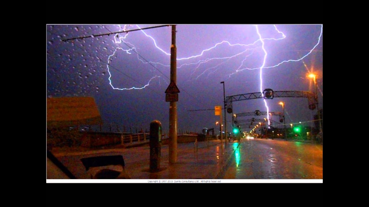 Lightning Strike Blackpool Promenade - YouTube