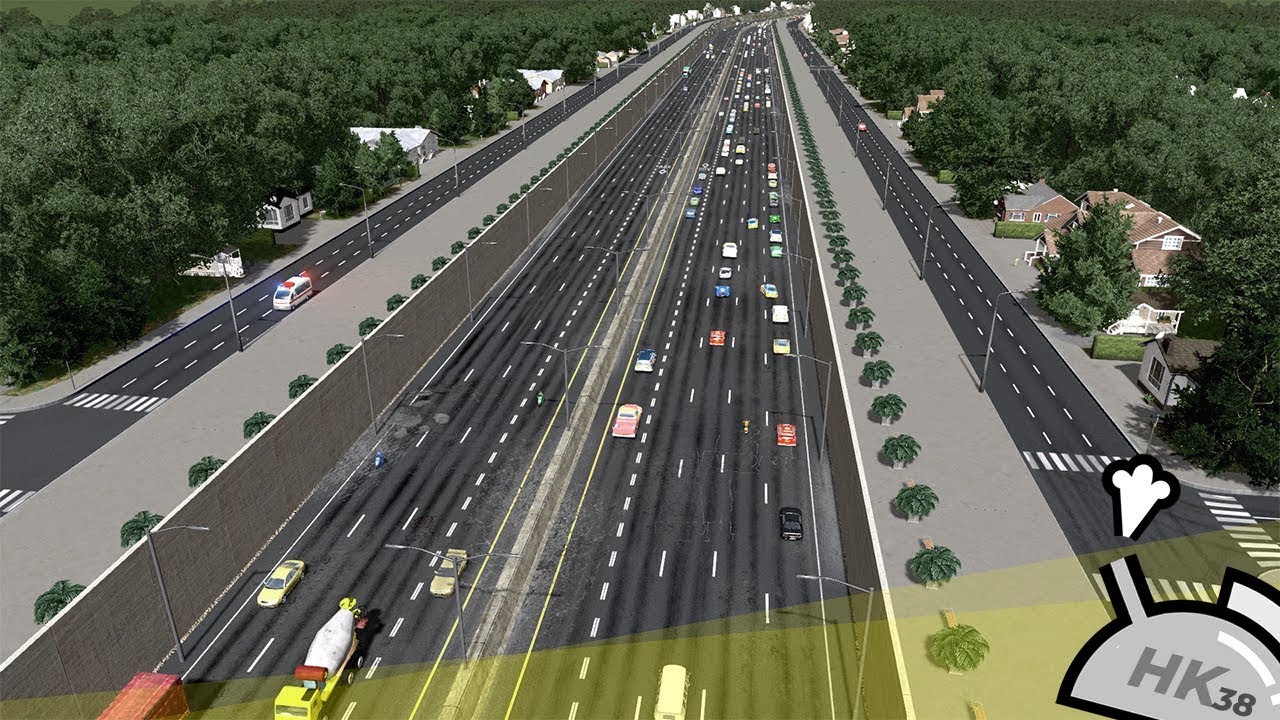 Cities: Skylines - Realistic Suburban Sunken Freeway - YouTube
