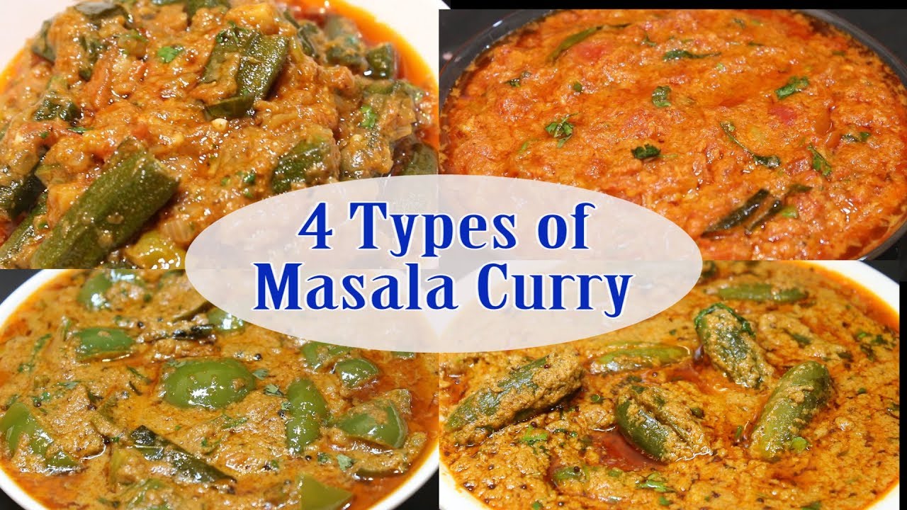 4 TYpes of Masala Curry||Bhindi Masala||Capsicum Masala||Tindora Masala ...