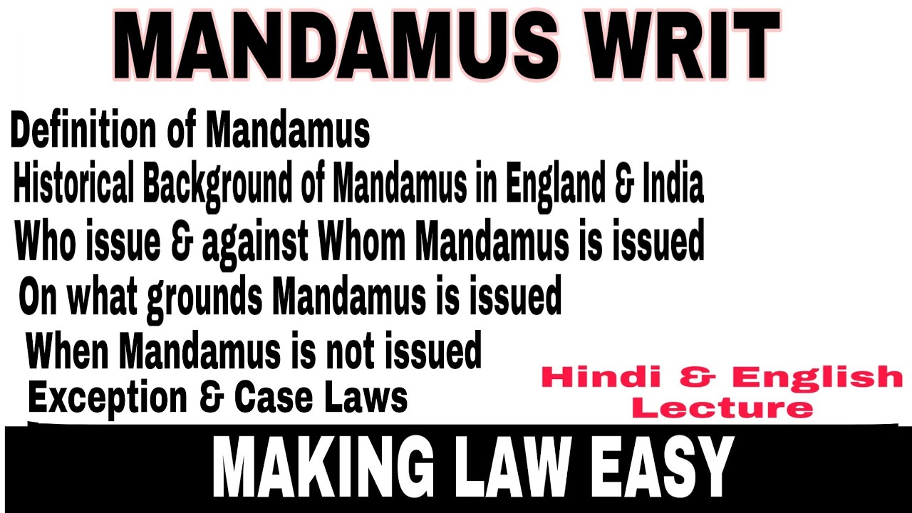 Writ of Mandamus II Historical background of Mandamus in England, India ...