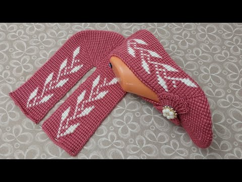 PEMBE KREM YAPRAKLI PATİK 2. BÖLÜM (TUNUS İŞİ PATİK YAPILIŞI) 