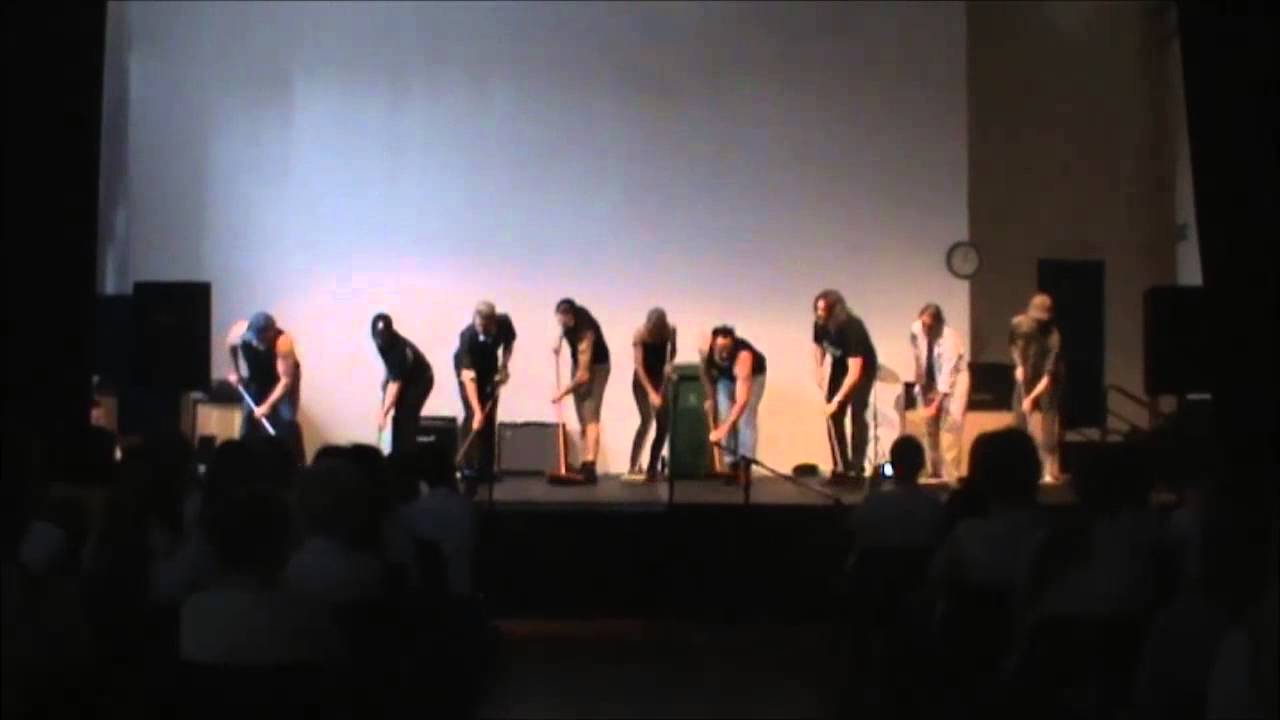 William Howard Science Dept does Broom dance - Stomp - YouTube