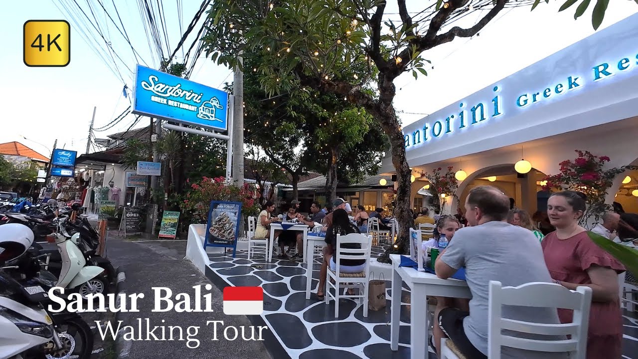 Leisurely Walking Along Sanur Bali Main Street & Beach | Sunset Walking ...