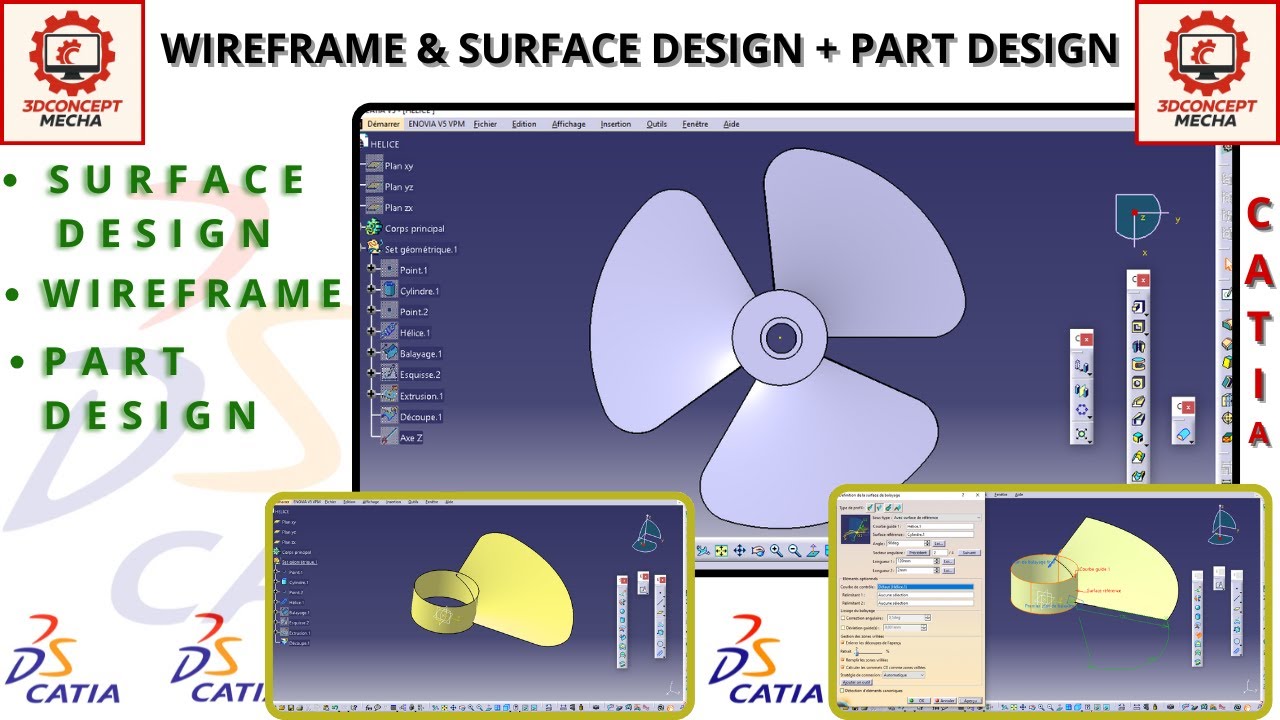 ️ WIREFRAME & SURFACE DESIGN + ️ PART DESIGN -- CATIA V5 ...