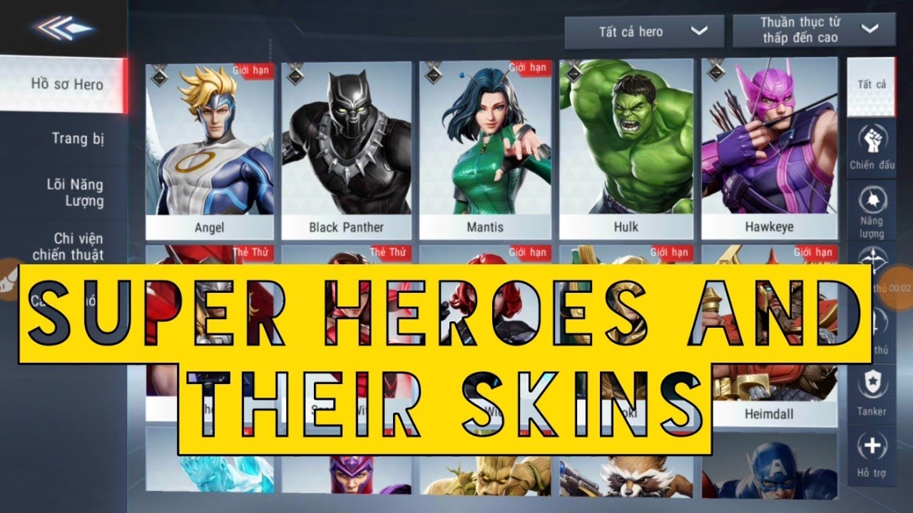 MARVEL Super War - Show All Super Heroes and Their Skins - YouTube