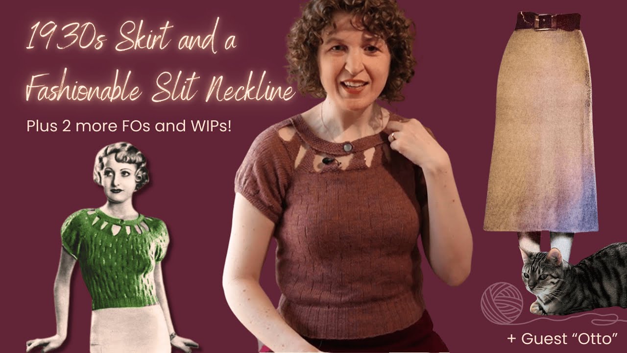 A 1930s Knitted Skirt and a Fashionable Slit Neckline - YouTube