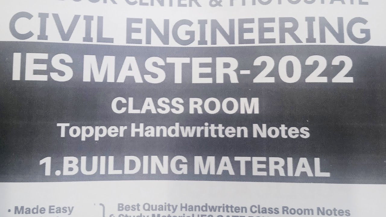 Building Materials | IES Master | part-2 Notes| - YouTube