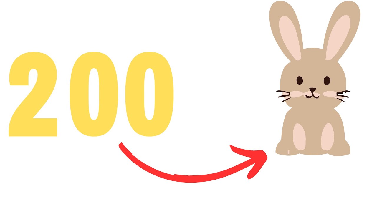 How to draw Rabbit from number 200 - YouTube