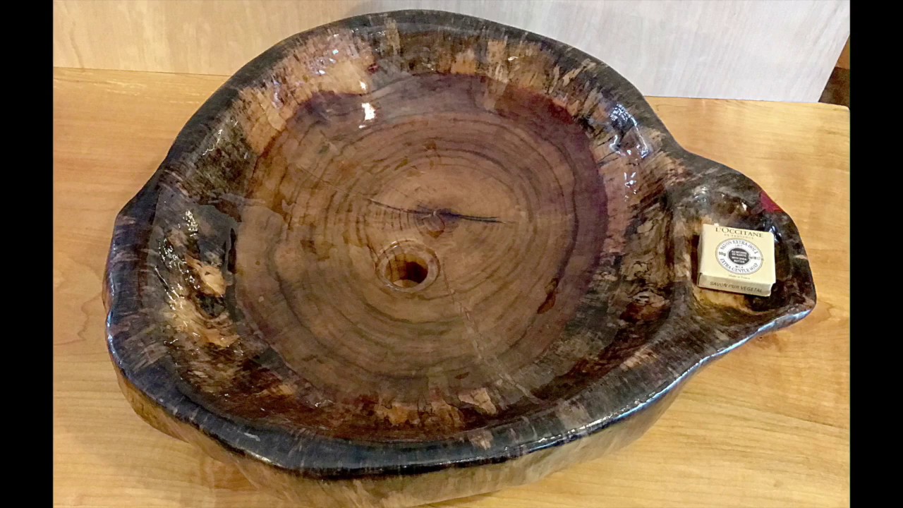 Hand Carved Wooden sink from one log - YouTube