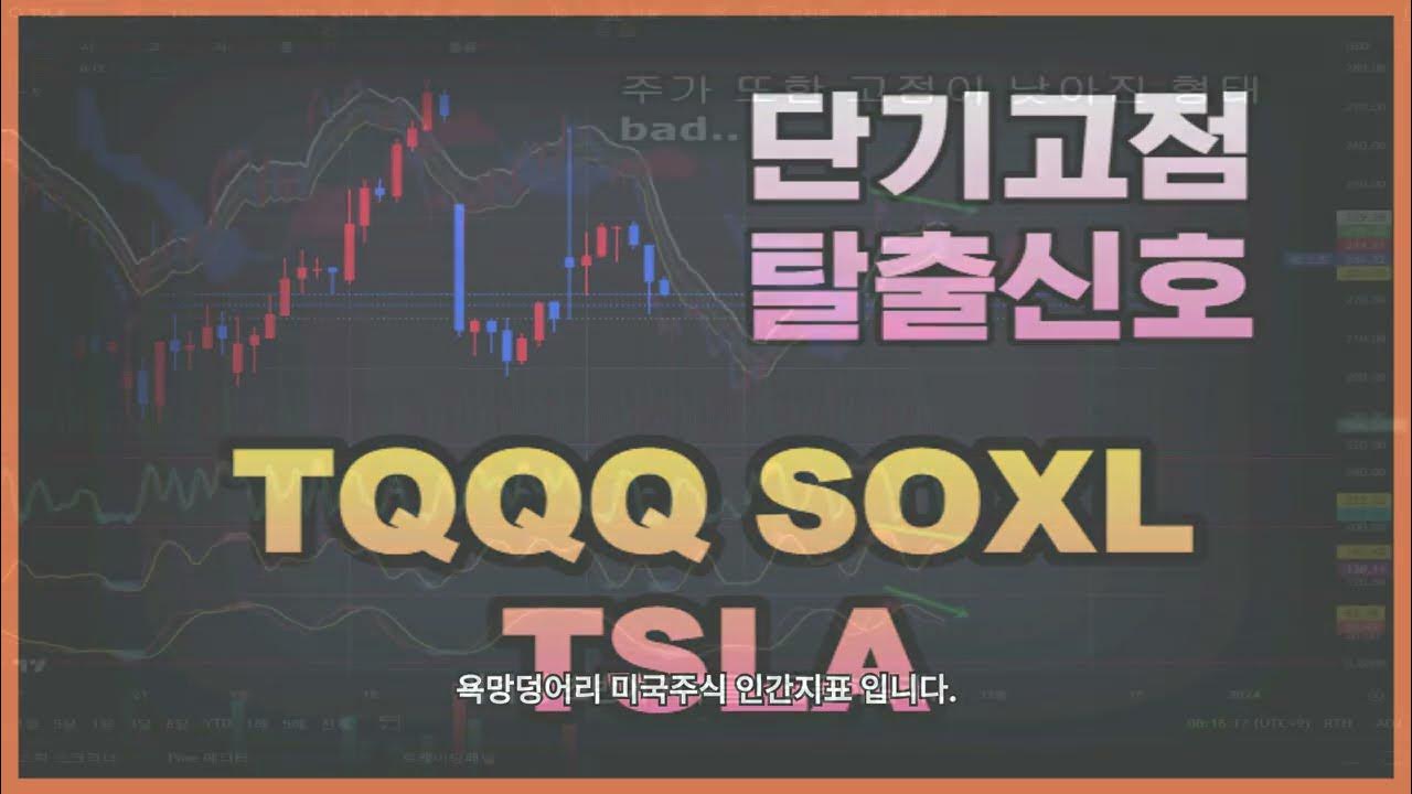 여기저기에서 단기고점 탈출신호가 뜬다.. TSLA NVDA TQQQ SQQQ SOXL SOXS 주가 전망 기술적분석 - YouTube