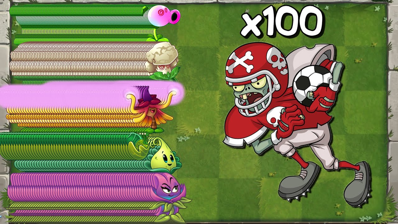 PvZ 2 Every 100 Plant Max Level vs 999 All-Star Zombie - YouTube