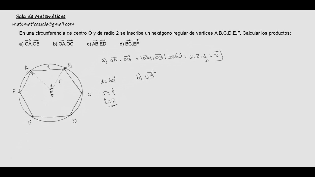 Vectores en el plano. Ejercicio (hexágono regular) - YouTube