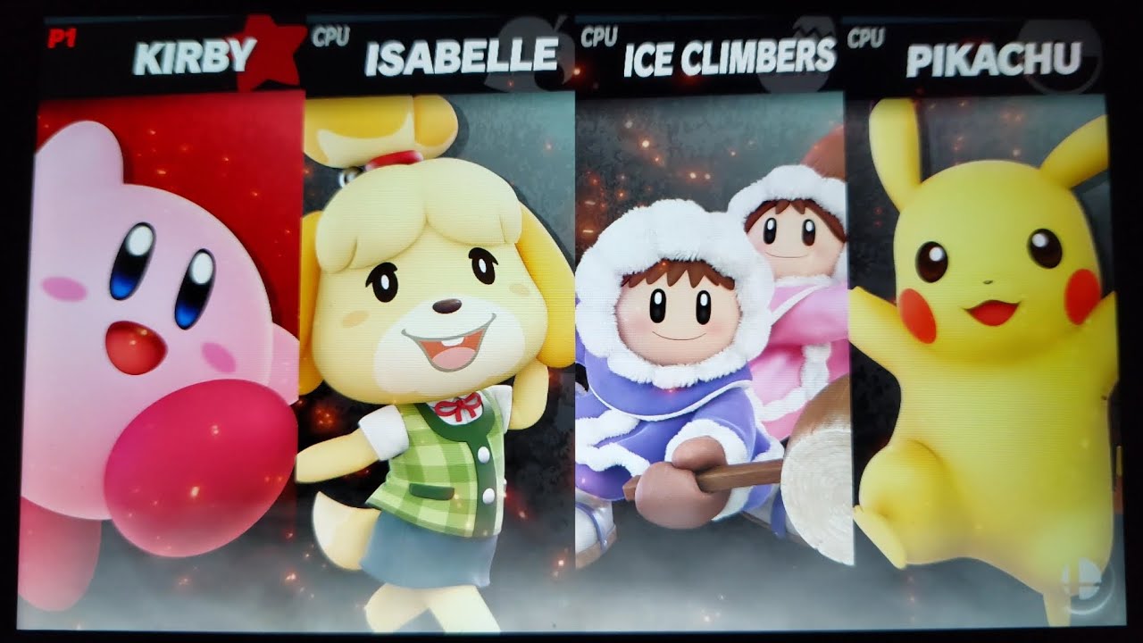 SSBU: Kirby vs Isabelle vs Ice Climbers vs Pikachu - YouTube