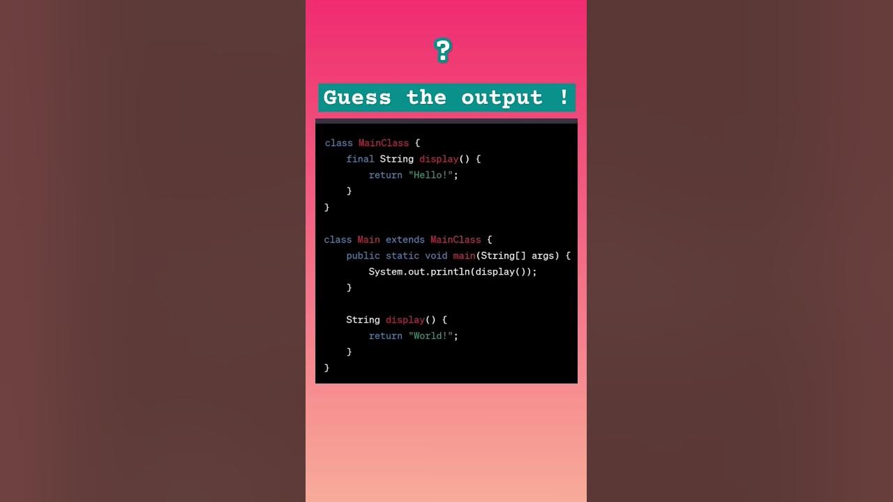 Comment Your Answer Java Code Interview Javadeveloper Javacode Corejavainterviewquestions