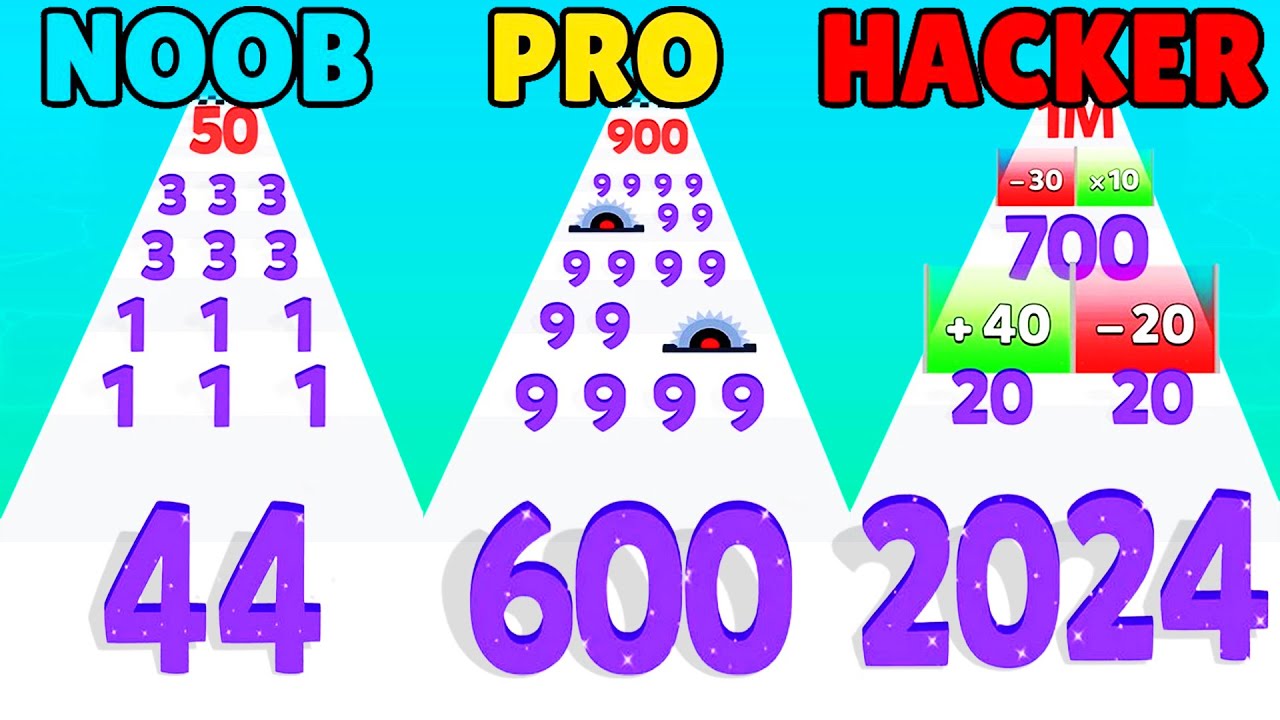 Merge Master Number Run NOOB vs PRO vs HACKER - YouTube