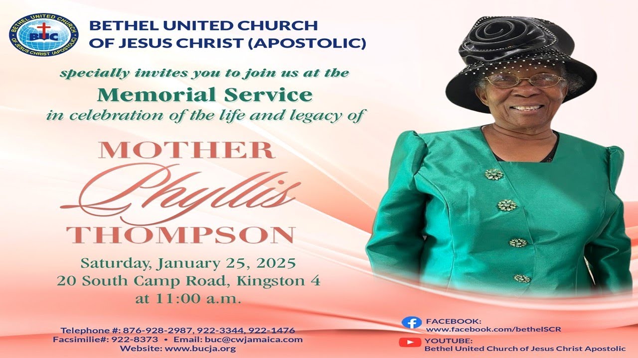Bethel MEMORIAL SERVICE for the life of Mother Phyllis Thompson - YouTube