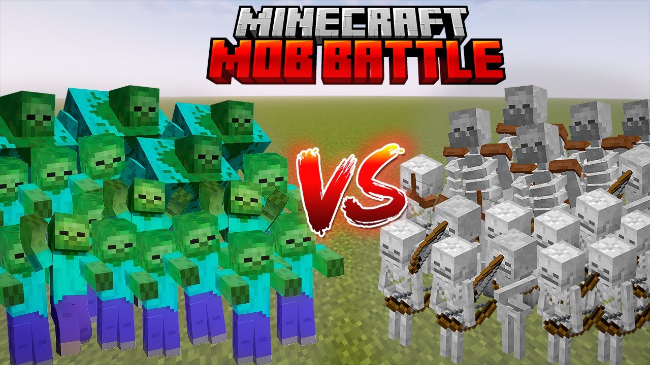 ZOMBIES vs SKELETONS vs PILLAGERS - Minecraft Mob Battle - YouTube