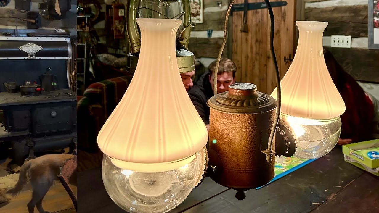 Oil lamps at the cabin, 2 Angle lamps and 1 Aladdin - YouTube