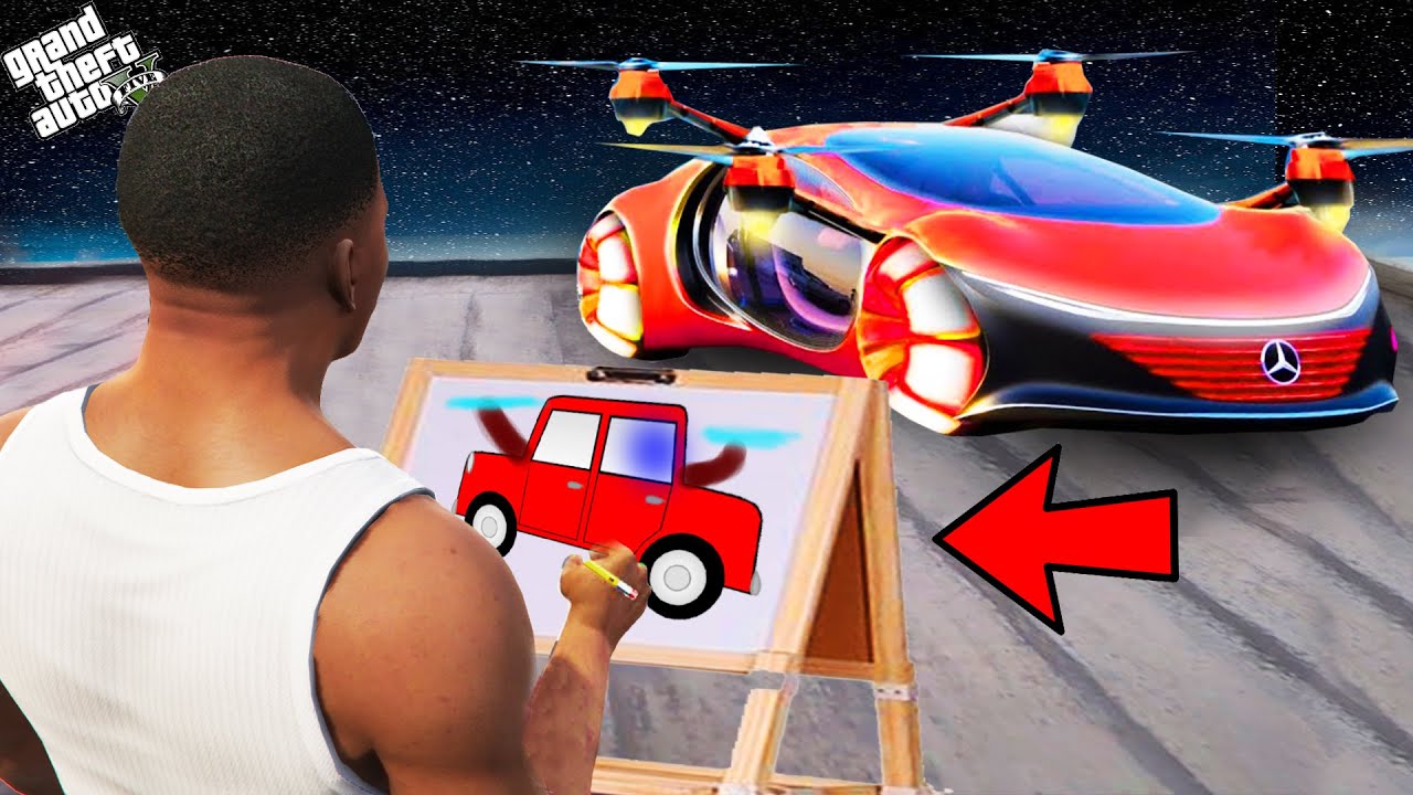 Franklin Uses Magical Painting To Draw Super Magical Flying Car In Gta ...