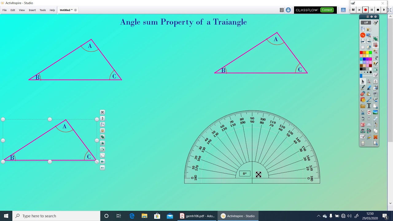 Angle sum property of a triangle,class7, emaths by Raghavan - YouTube