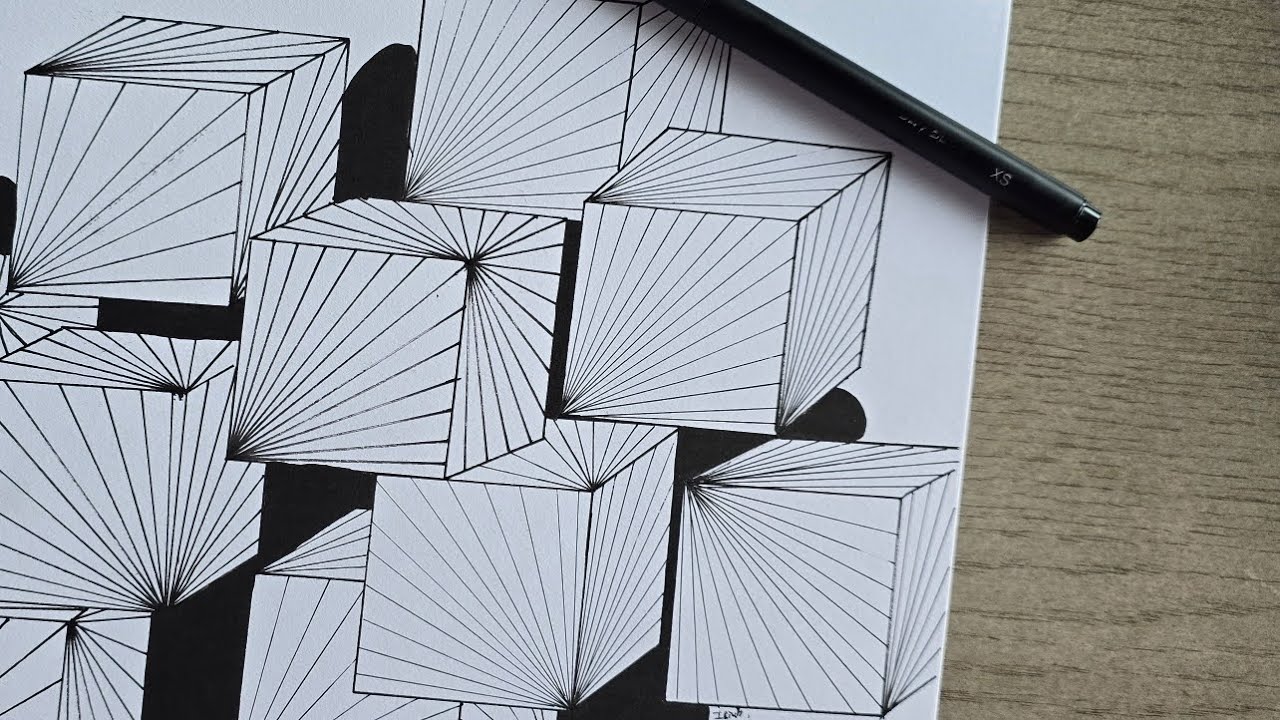 Cube Drawing | Easy Doodle | Follow Along Tutorial | Pattern Art | Pen ...