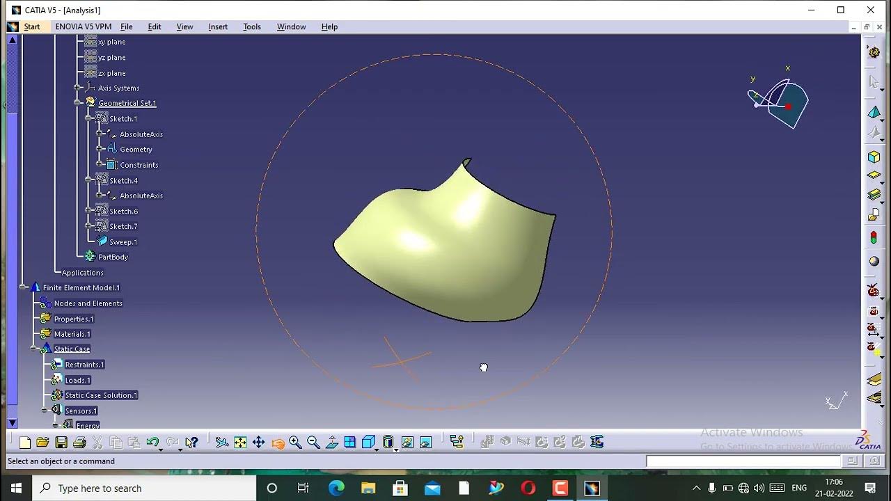 Catia v5 shape generative shape design axis system xy xz zy sketch position draw arc , spline ...