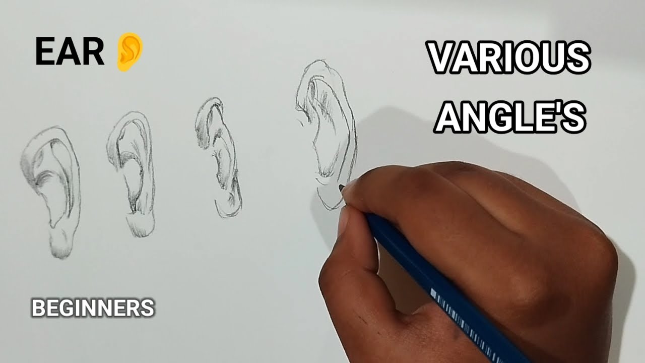 ear from various angles │how to draw ear any angles│ear draw - YouTube