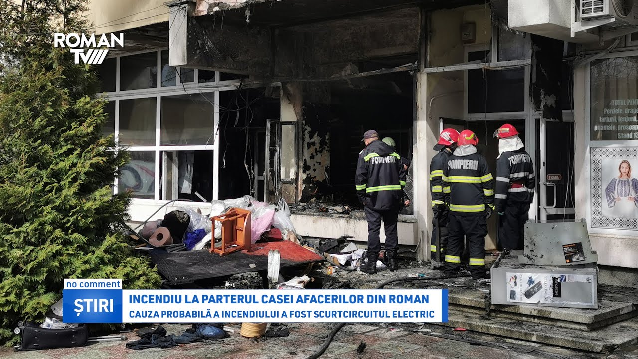 Incendiu la parterul Casei Afacerilor din Roman - YouTube