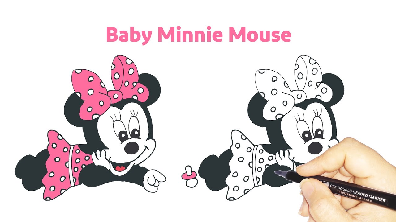 How to Draw Baby Minnie Mouse| How to Draw Disney Minnie Mouse Easy ...