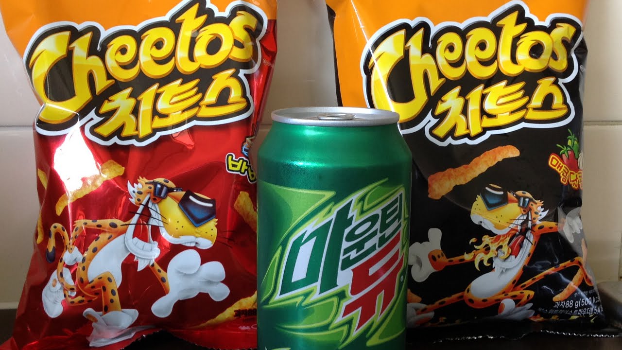 Korean Cheetos & Mountain Dew - Taste Test - YouTube