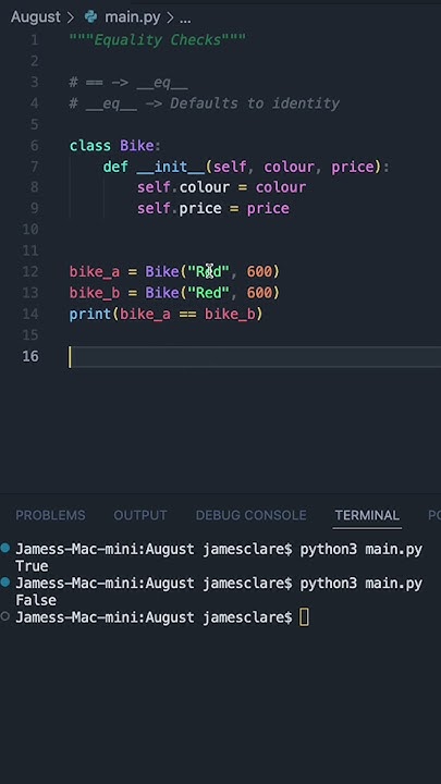 Python 3 Implement Equality Checks In Your Classes Coding Programming Python Youtube