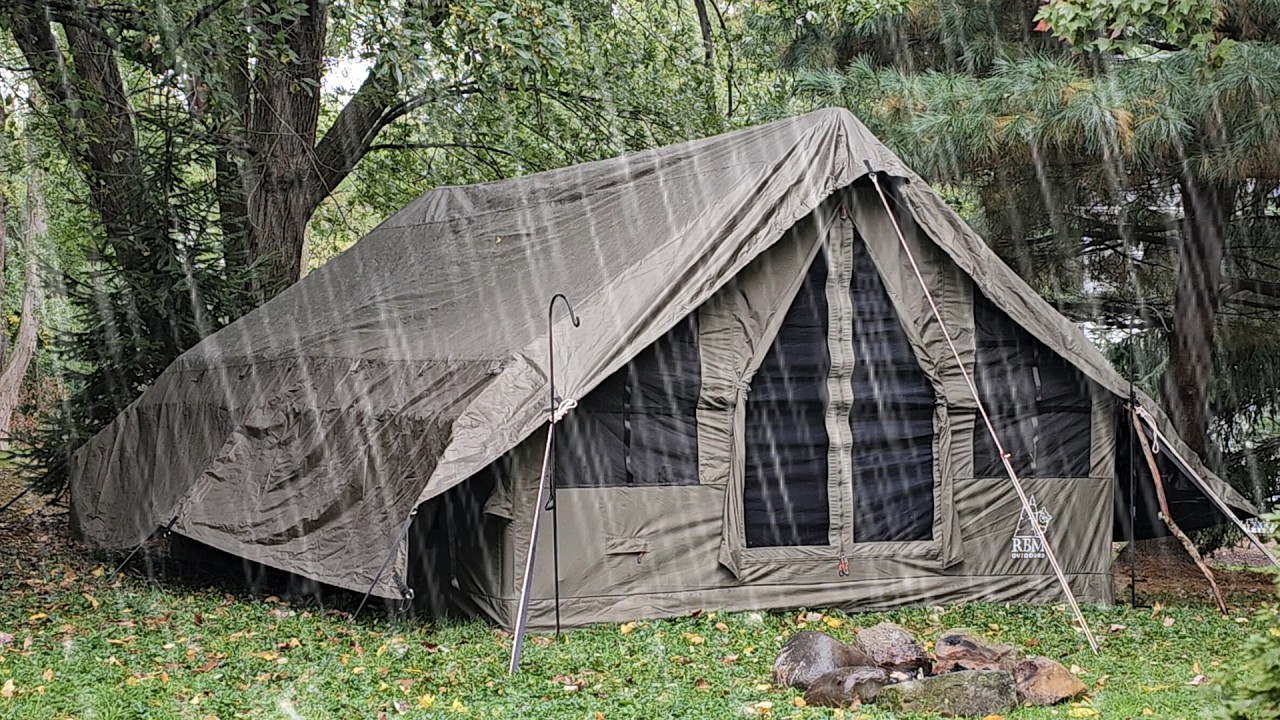 RAINY DAY INSIDE A COZY LUXURY INFLATABLE TENT Panda Air Large Khaki ...
