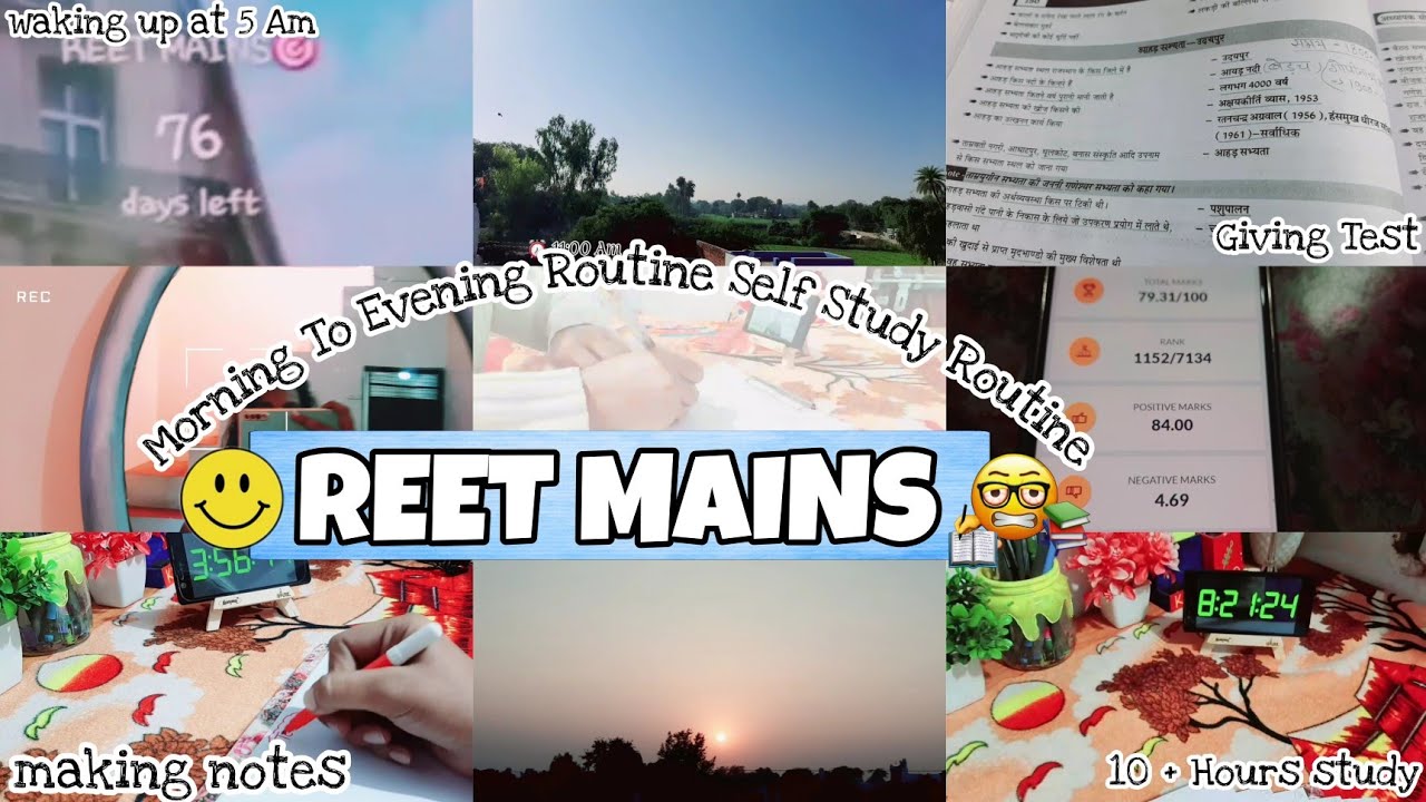 REET MAINS PREPRATION👩‍🏫 | WAKING UP AT 5 AM 🕔 | MORNING TO EVENING SELF STUDY ROUTINE | - YouTube