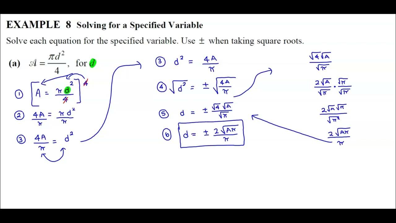 Math 12 1.4 Examples 8 Solving for a Specified Variable - YouTube