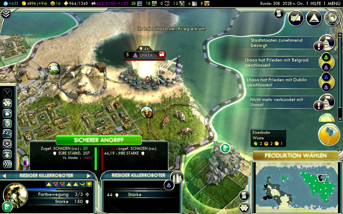 Civilization 5 - Riesiger Killerroboter (Giant Death Robot) - YouTube