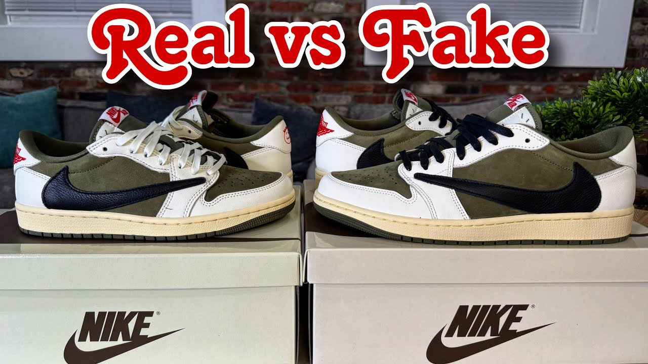 Travis Scott Jordan 1 Low Medium Olive - Real Vs Fake Review - YouTube