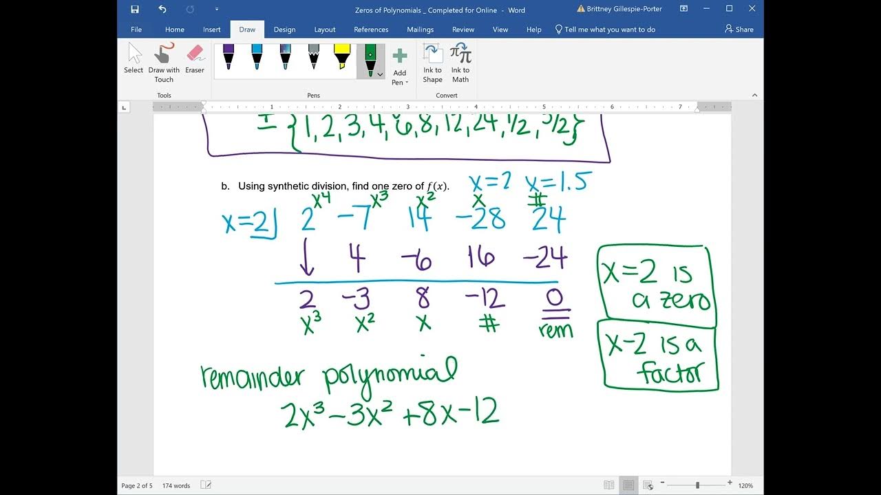 Zeros of Polynomials: Using Rational Roots Theorem and Finding All ...