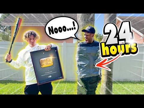 Subscriber DESTROYS my GOLDEN PLAY BUTTON 💔 ( 24 Hour Challenge)