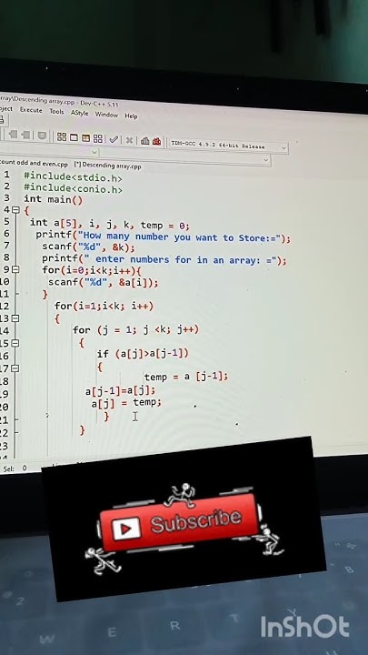 c program to find descending order using array🤯🤯#viral #programming #ytshorts - YouTube