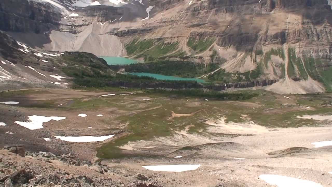 Skoki Lakes in HD from far ridge of Deception Pass in Banff National ...