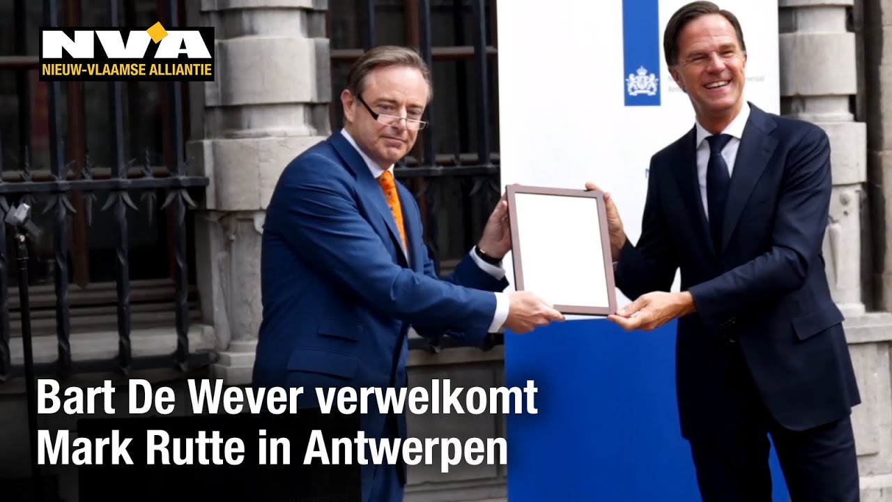 Bart De Wever verwelkomt Mark Rutte in Antwerpen - YouTube