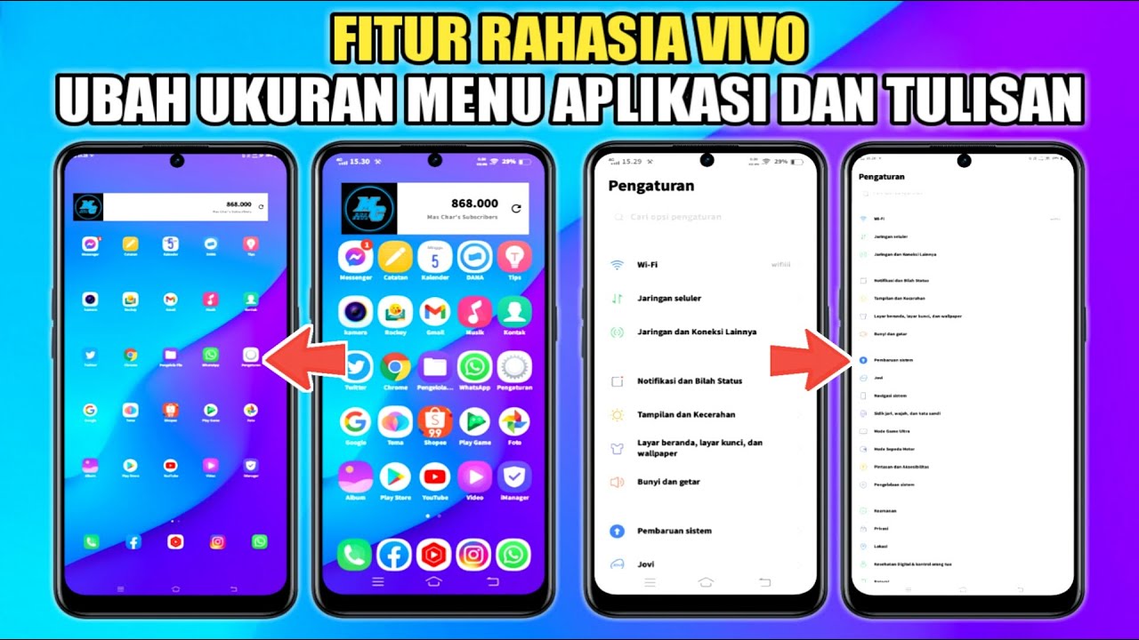 Cara Mengubah Ukuran Menu Aplikasi Dan Tulisan Di Hp Vivo | Mengecilkan ...