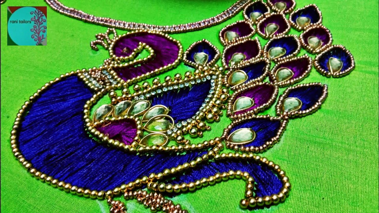 Aari Peacock Neck Design in Normal Needle Stitch. - YouTube