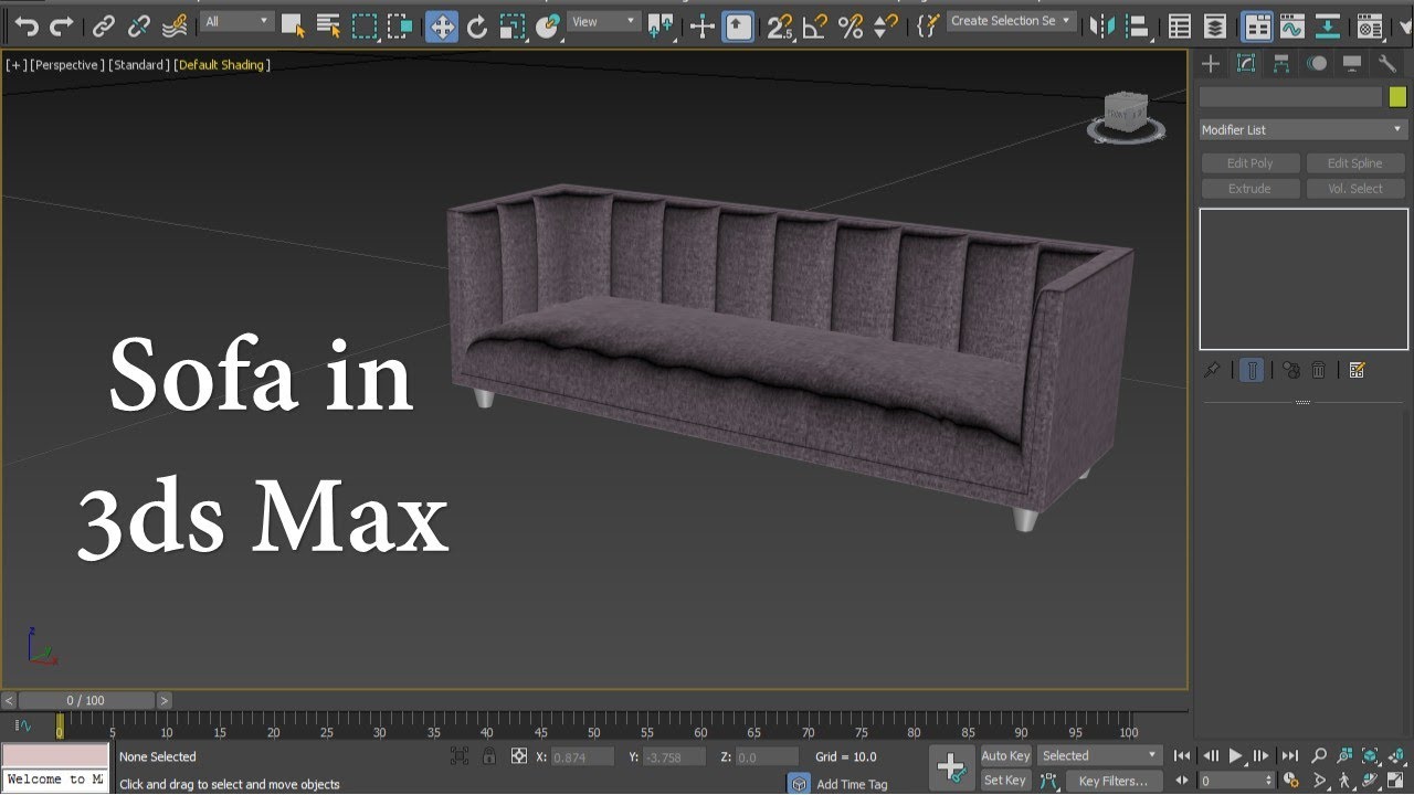 sofa in 3ds max | sofa modeling in 3ds max | 3d modeling - YouTube