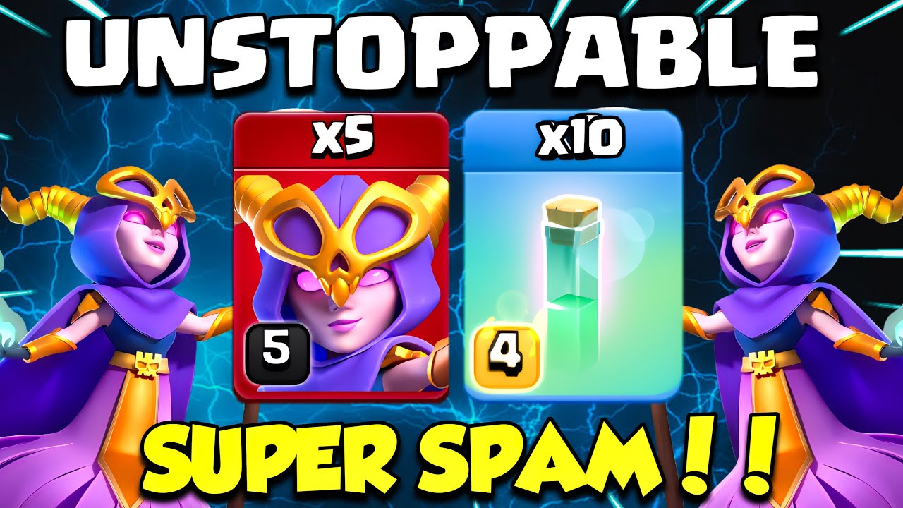 unstoppable - mass super witch attack with invisible spell | Th14 super ...