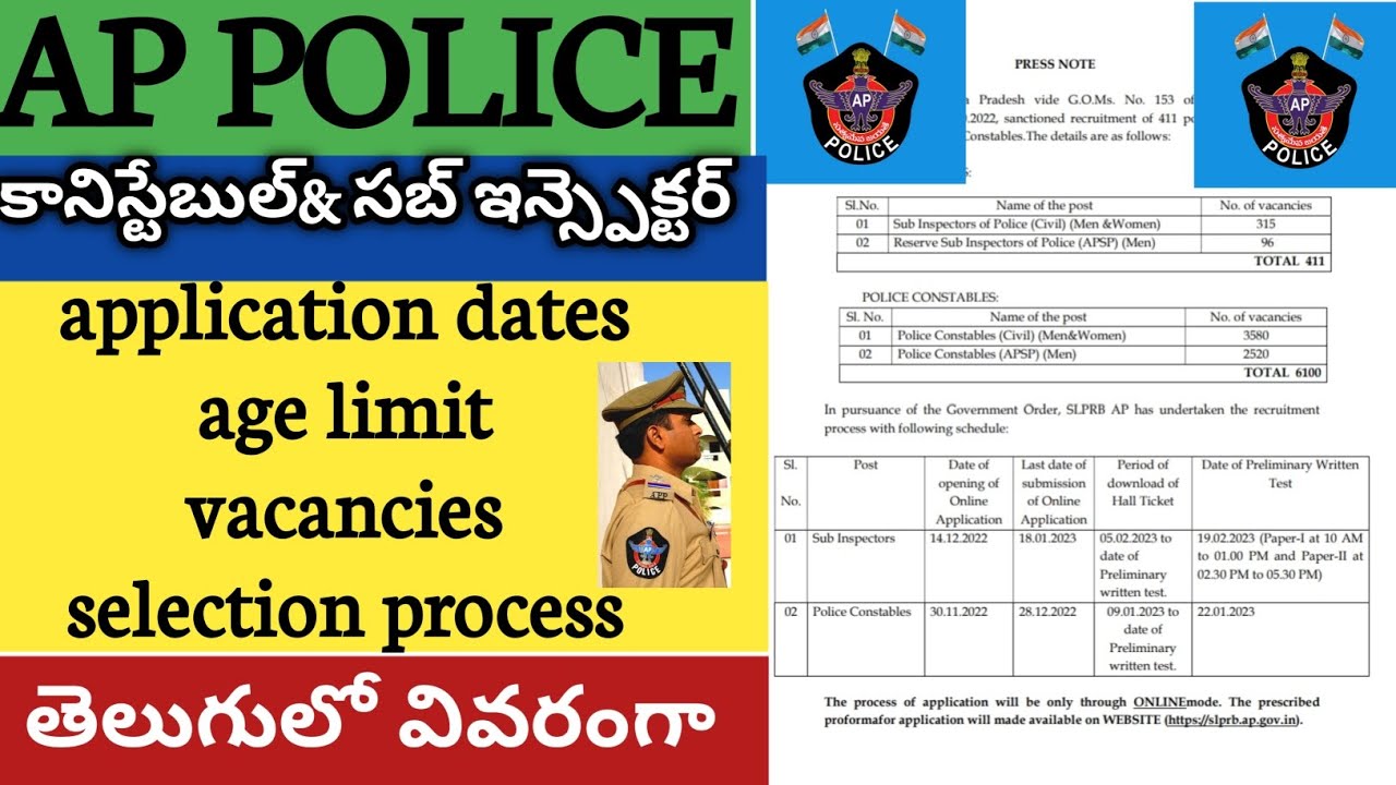 ap police constable and si notification out in Telugu 2022||application ...