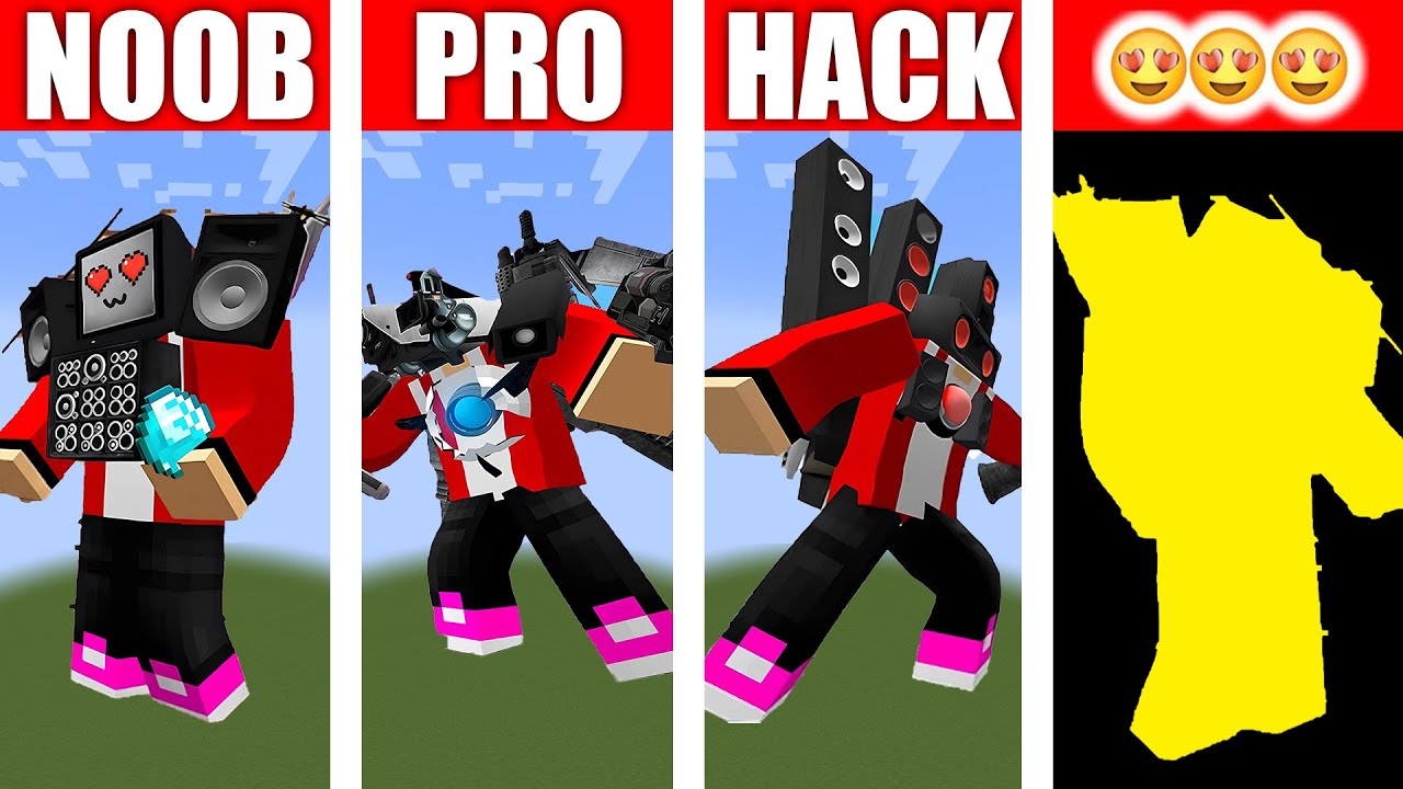 JJ Cameramen Skibidi Toilet Minecraft Pixel art Noob vs Pro vs Hack Art ...