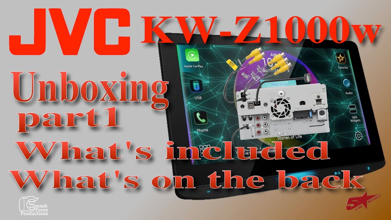 JVC KW Z1000W unboxing part 1 the rear of the radio and parts included ...