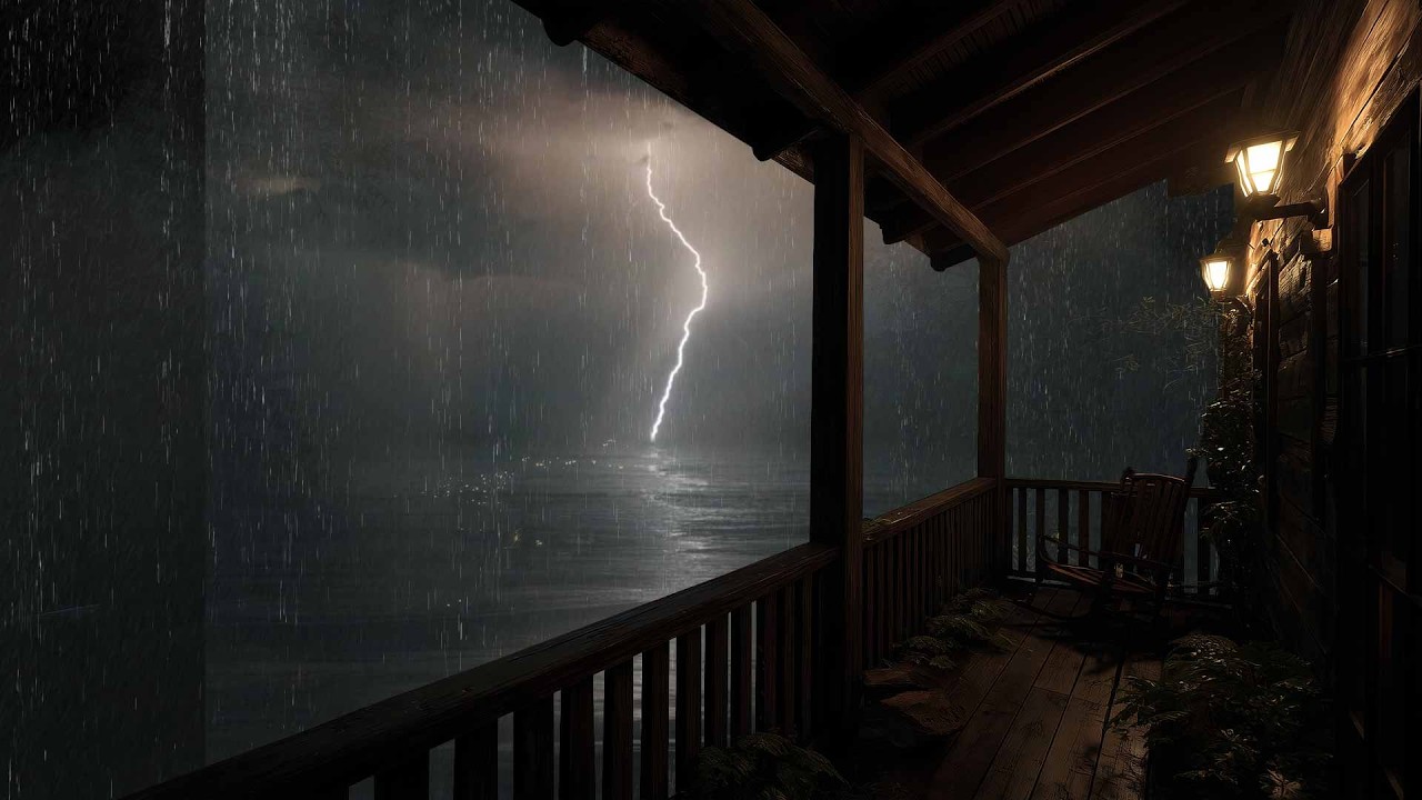 Deep Sleep Rain Sound In Misty Forest Cabin With Thunder And Calm ...