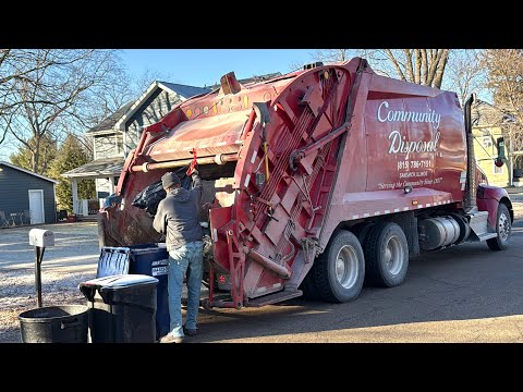 Community Disposal Kenworth Rear Loader Garbage Truck on Manual Trash
